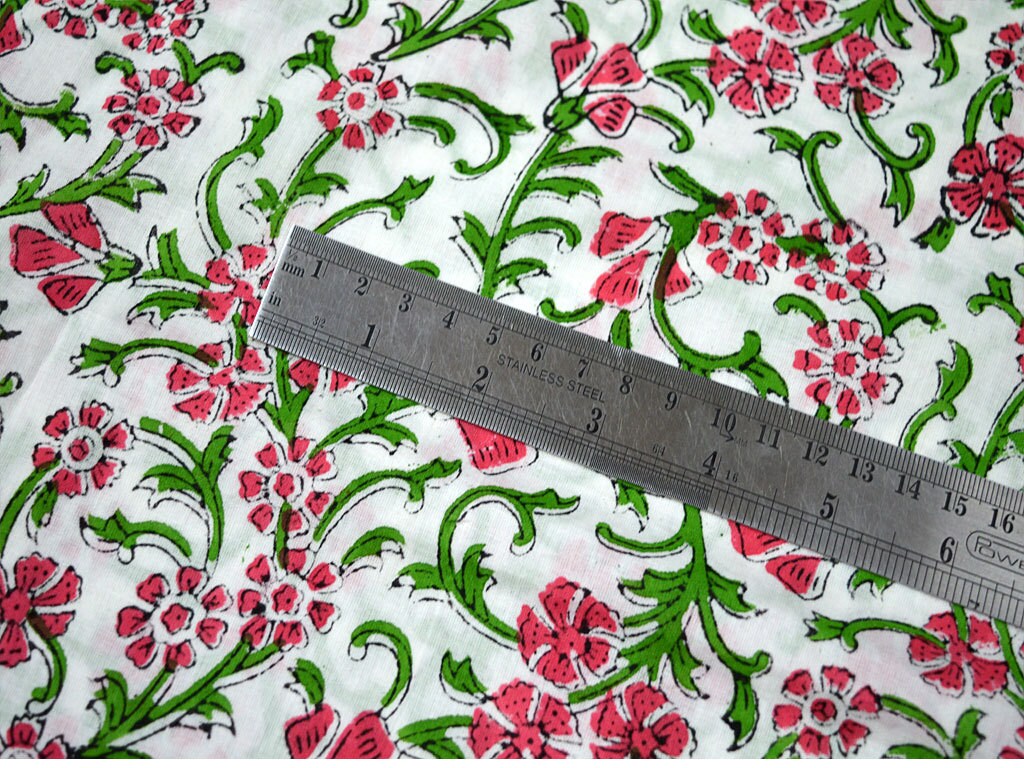 Block Print Cotton green Fabric by yard Soft Cotton costume fabric and ...