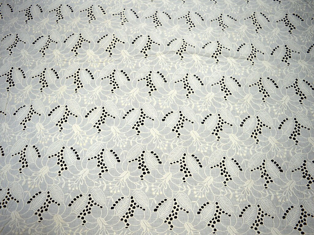 Unbleached Ivory Embroidered Eyelet Dyeable Indian Cotton Fabric by Ya ...