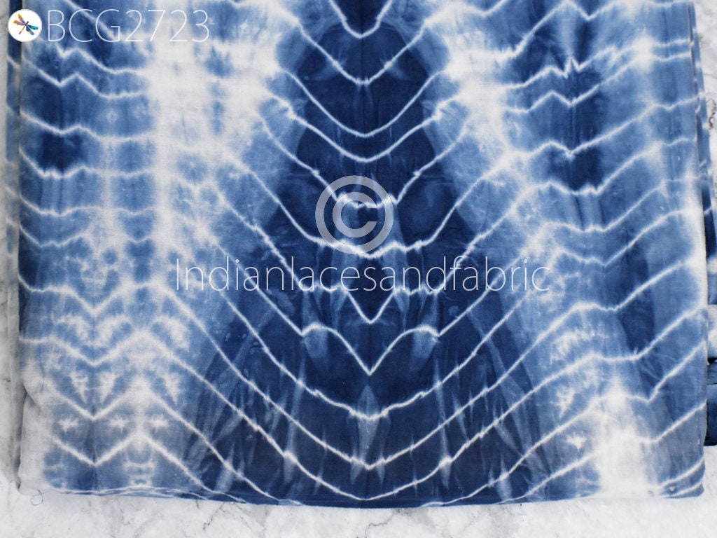 Indian Handmade Cotton Tie Dye Indigo Shibori Blue Color Dyed By Hand ...