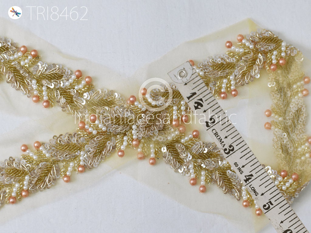 Beaded Trim By The Yard Indian Handcrafted Floral Sari Border DIY Craf ...