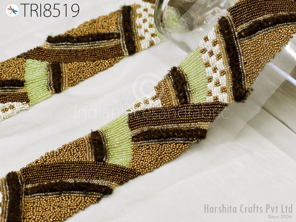 Brown Beaded Trim By The Yard Handmade Bridal Belt Sashes Wedding Dres ...