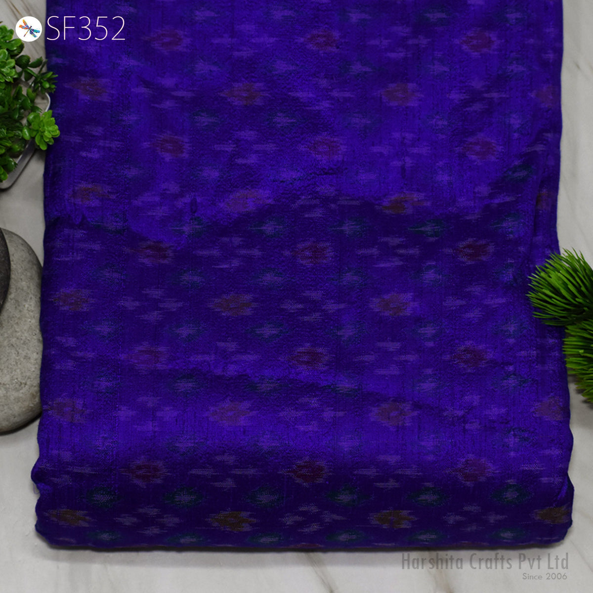 Blue Ikat Silk Fabric by the Yard – Pure Dupioni & Handwoven ...