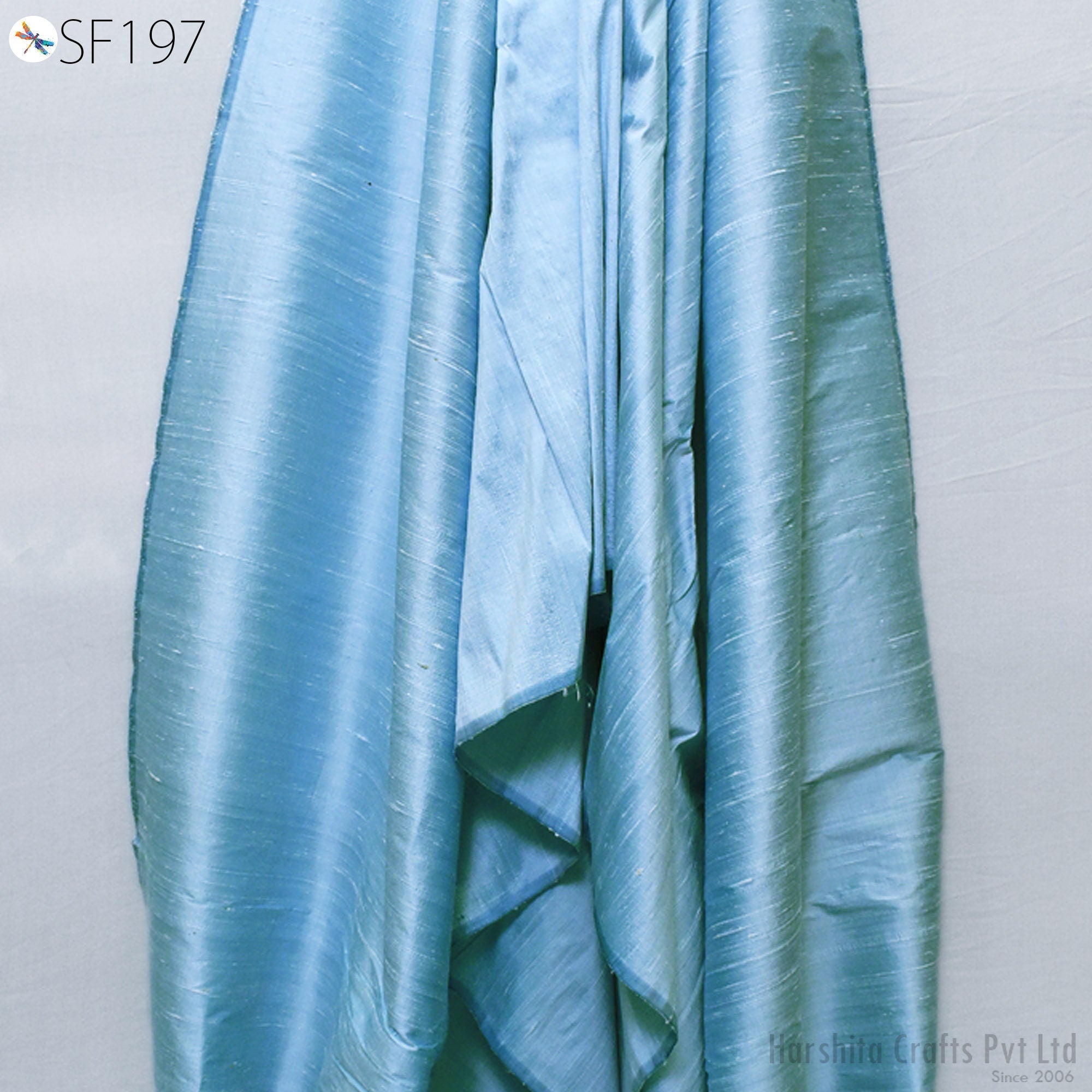 Iridescent Blue White Pure Dupioni Silk Fabric by Yard Wedding Prom Dr ...