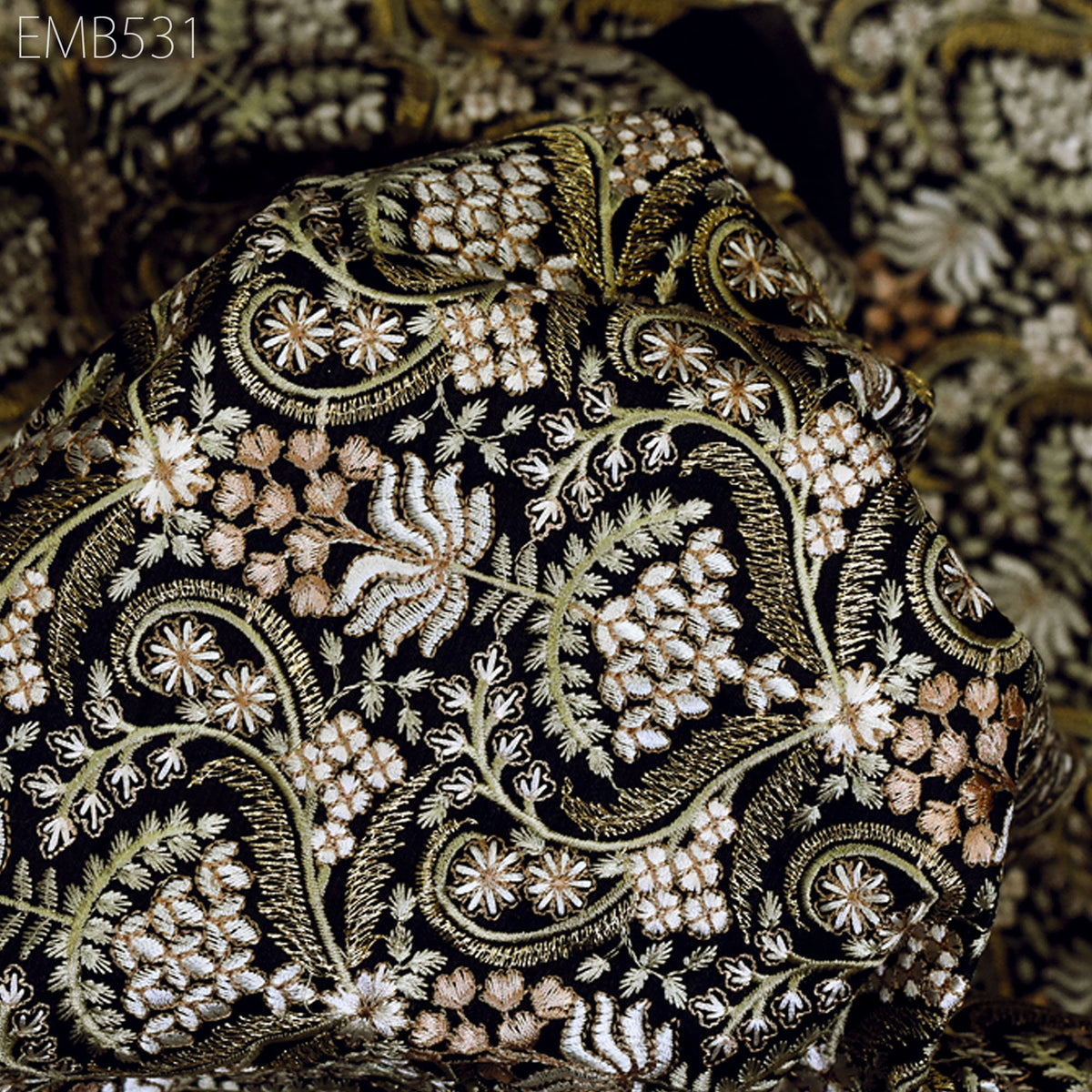 Indian Embroidered Fabric by the yard Sewing DIY Crafting Embroidery W ...