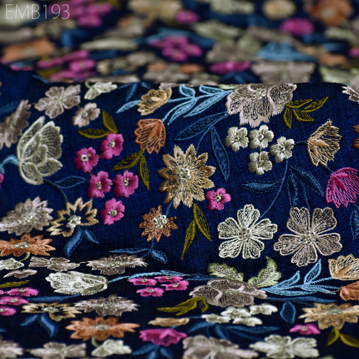 Indian Embroidered Fabric by the yard Sewing DIY Crafting Embroidery W ...