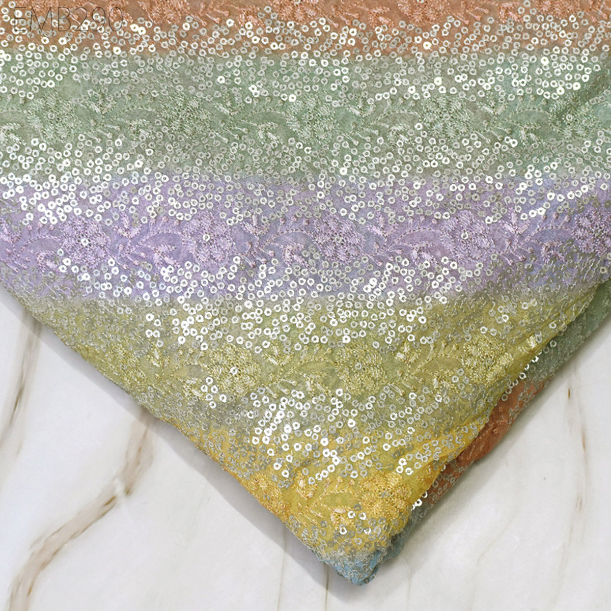 Multi Sequin Embroidery Fabric by the Yard Indian Georgette Saree Embr ...