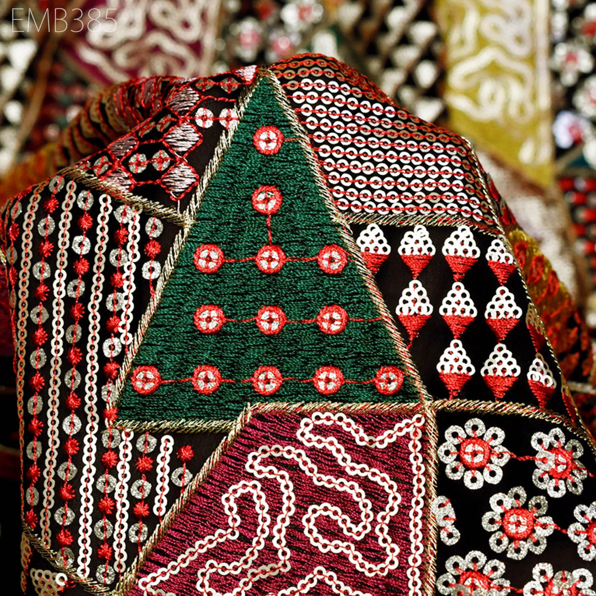 Indian Embroidery Fabric by Yard Georgette Black Embroidered Sewing Cu ...