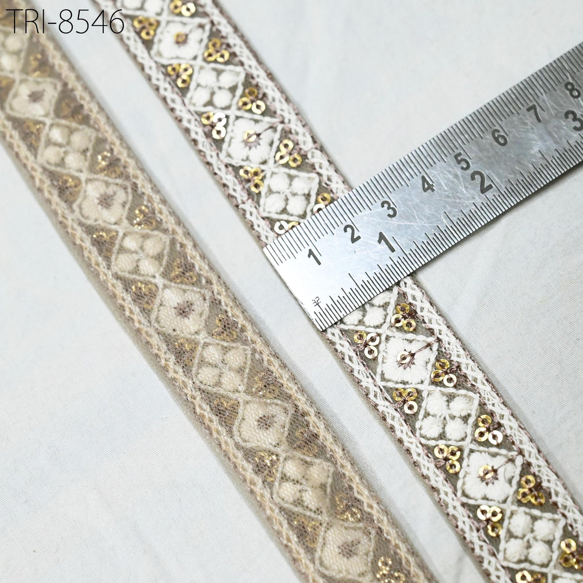 9 Yard Indian Greyish Brown Embroidery 25 mm Ribbon Tapes | Wholesale ...