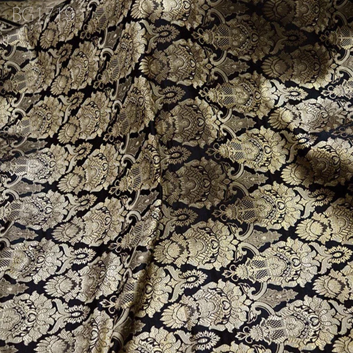 Black Brocade Fabric by the Yard – Banarasi Silk for Jackets, Sewing ...