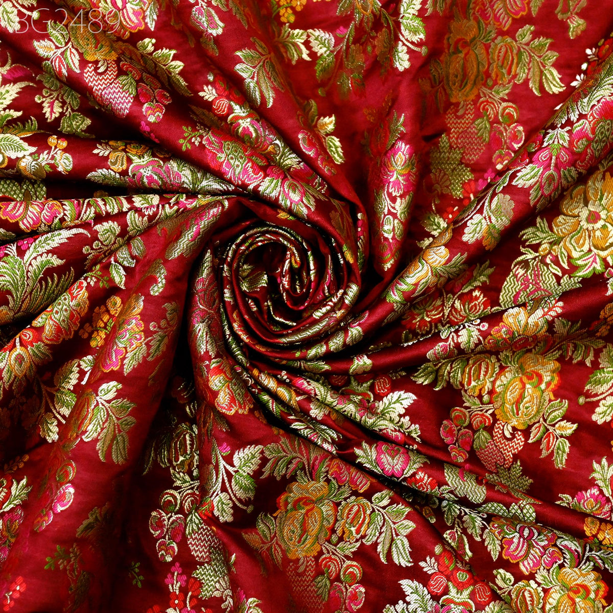 Buy Dark Red Brocade Fabric for Costumes, Wedding Dresses & More ...