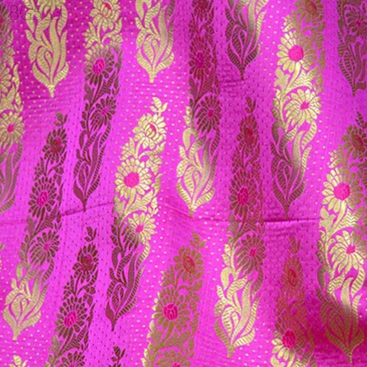 Magenta Brocade Fabric by the Yard Indian Wedding Dress Banarasi Blend ...