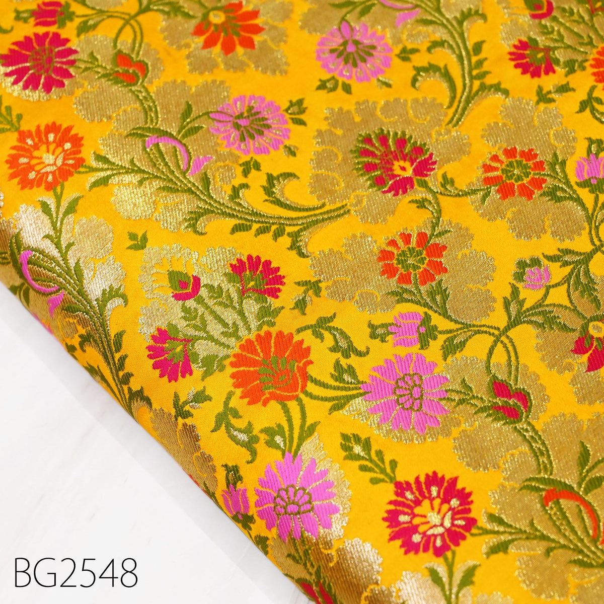 Yellow Brocade Fabric by Yard Historic Costume Indian Banarasi Wedding ...