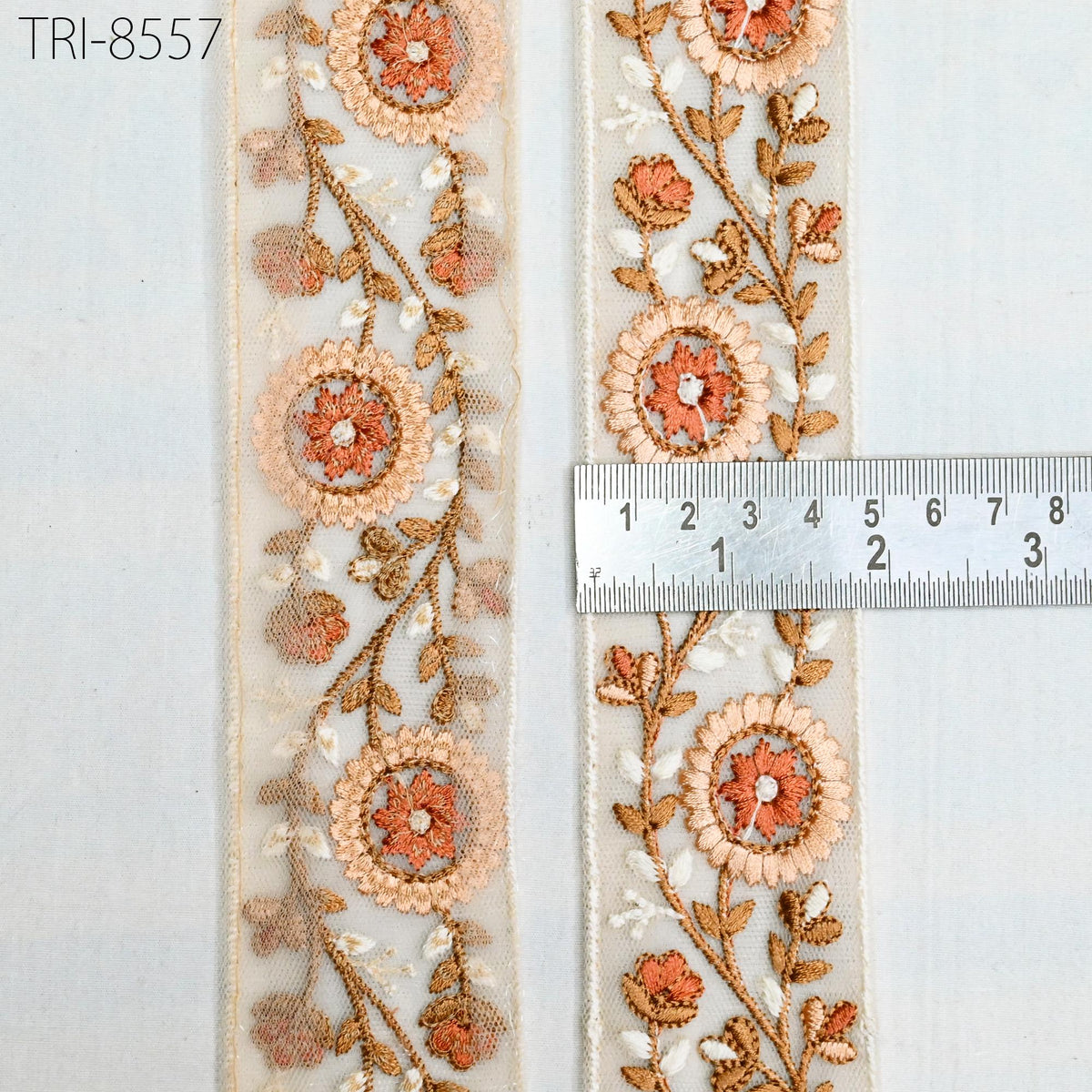 9 Yard Indian Embroidered Fabric 5 CM Trim Embellishment Saree Ribbon ...