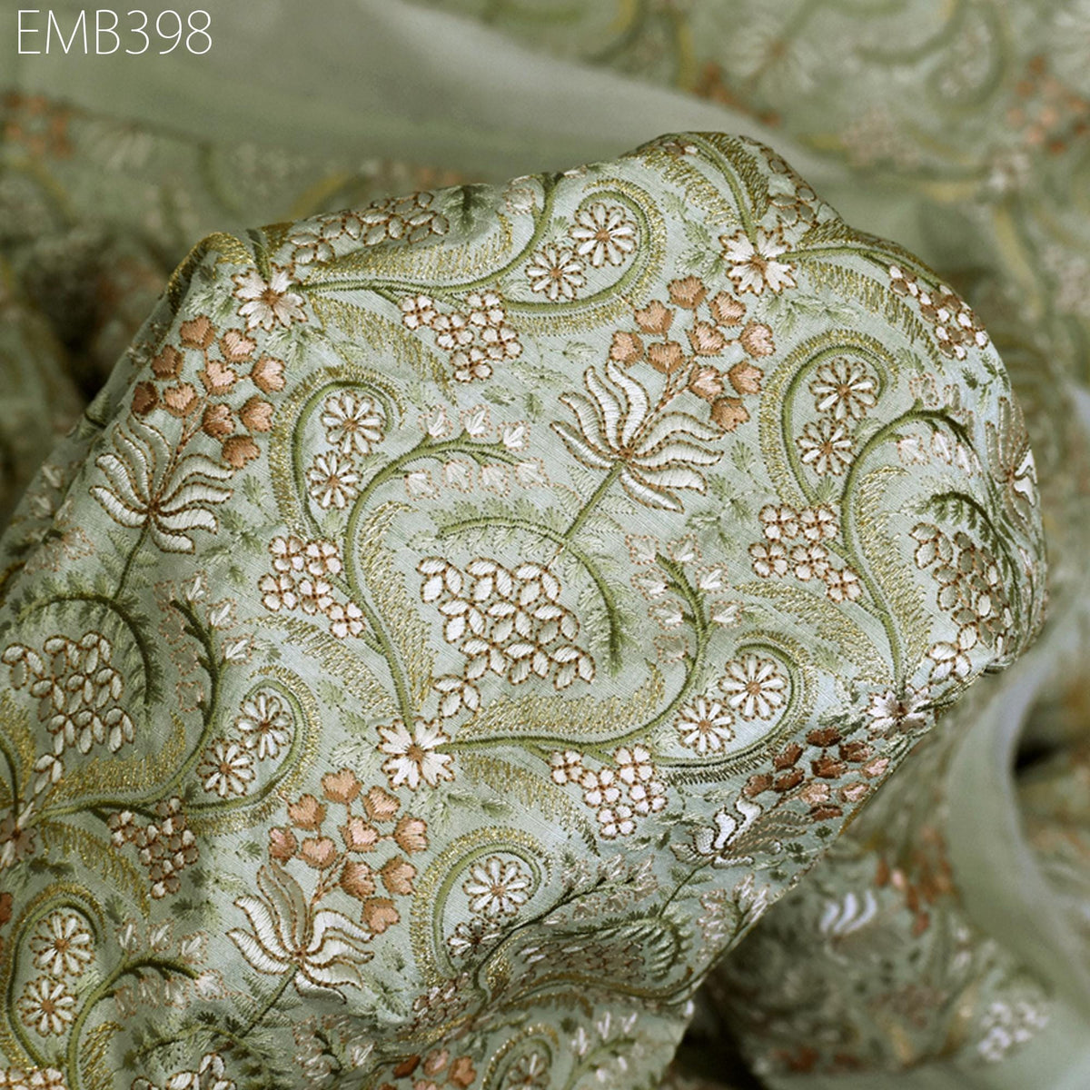 Indian Embroidered Fabric by the yard Sewing DIY Crafting Embroidery W ...