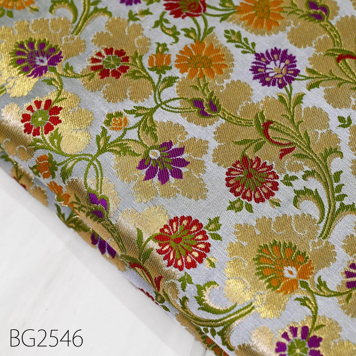 Grey Brocade Fabric by the Yard for Wedding Dresses & Costumes ...