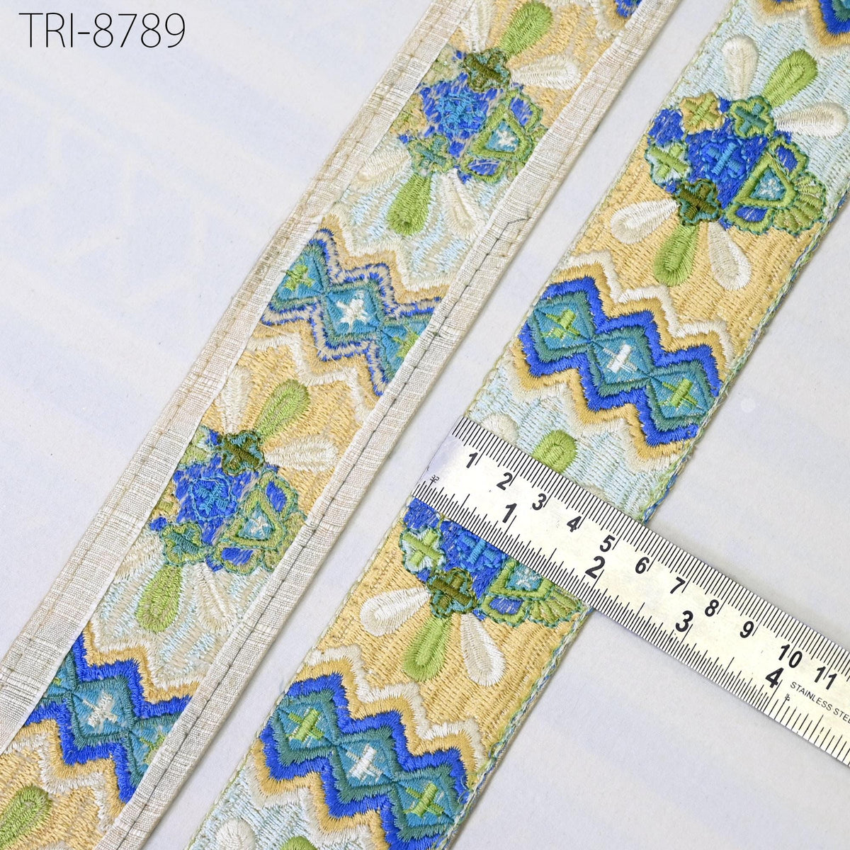 9 Yard Geometric 55mm Trim Embroidery Ribbon Embellish Embroidered Sar ...