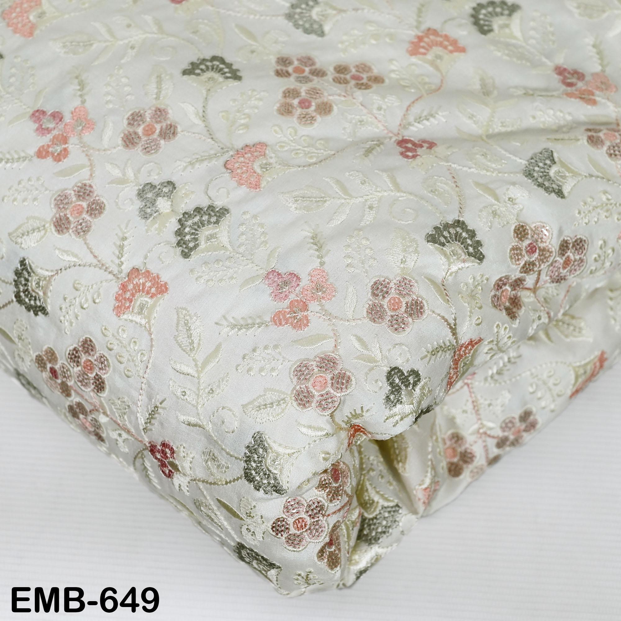 Ivory Embroidered Fabric by the yard Sewing DIY Crafting Embroidery We ...