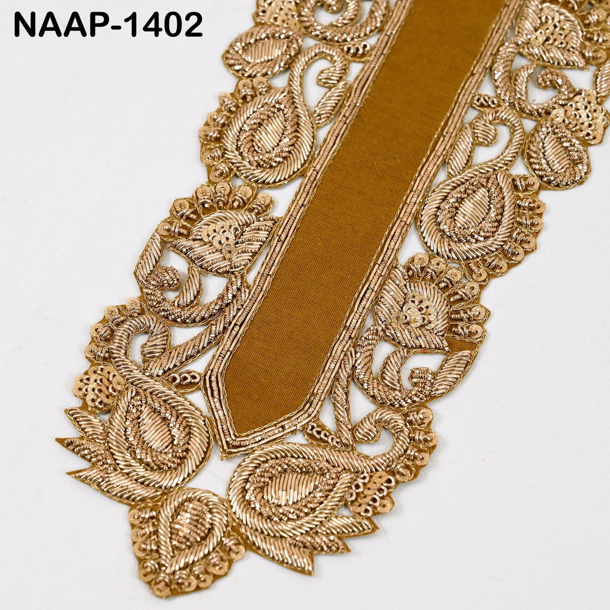 New Gold Zardozi Neck Patch - Sequin Embellished Cutwork & Embroidered ...