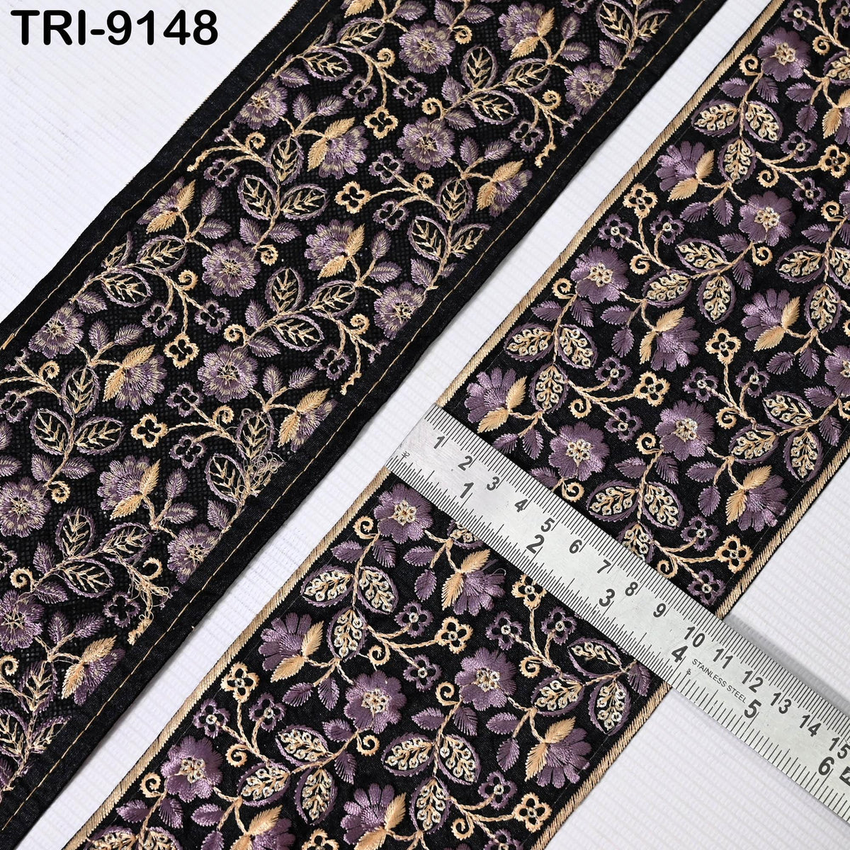 9 Yard Mauve Embroidery Ribbons 10cm Trim Indian Embroidery Laces | Sa ...