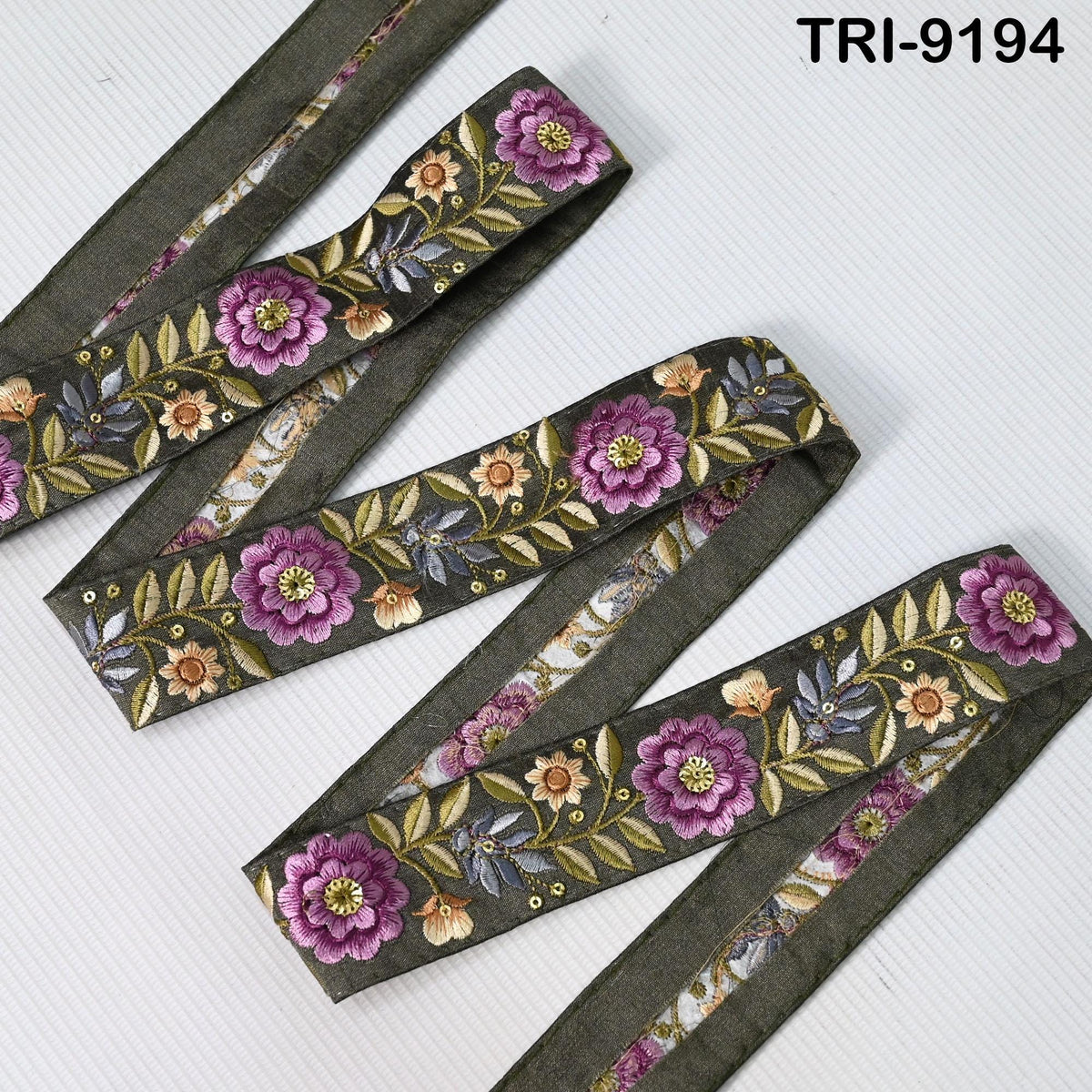 9 Yard Dark Grey Embroidery Trims 4 cm Gift Wrapping Ribbons Embroider ...