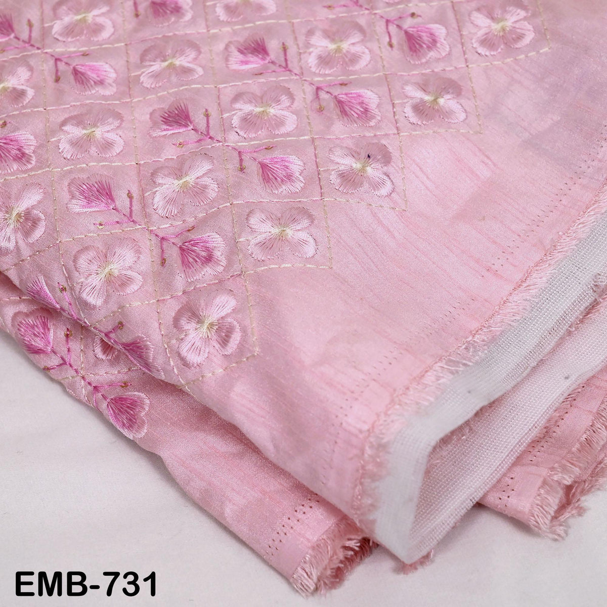 Pink Embroidered Fabric by the yard Sewing DIY Crafting Indian Embroid ...
