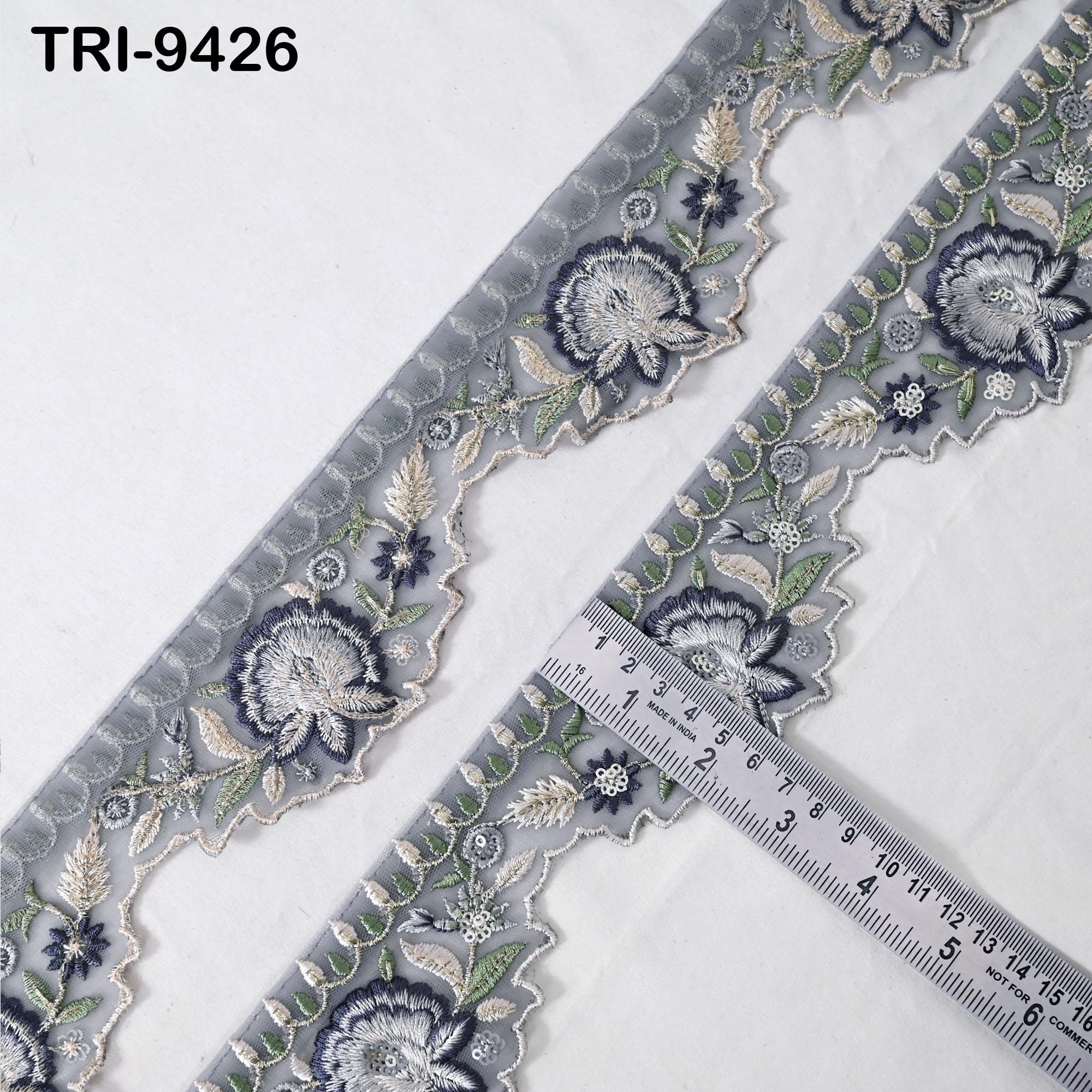 9 Yard Indian Embroidery Trim Scallop Edge Embroidered Saree 6cm Ribbo ...