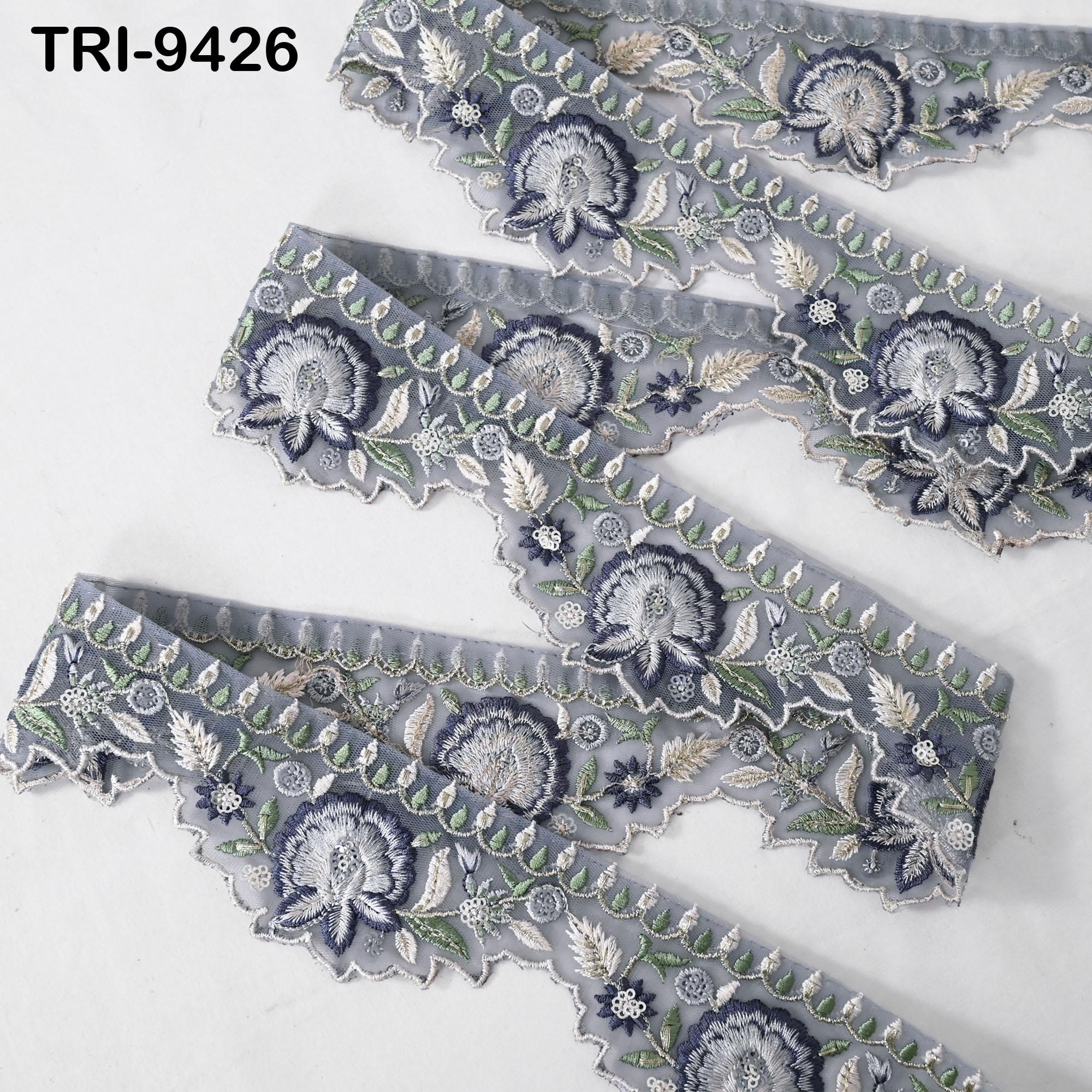 9 Yard Indian Embroidery Trim Scallop Edge Embroidered Saree 6cm Ribbo ...