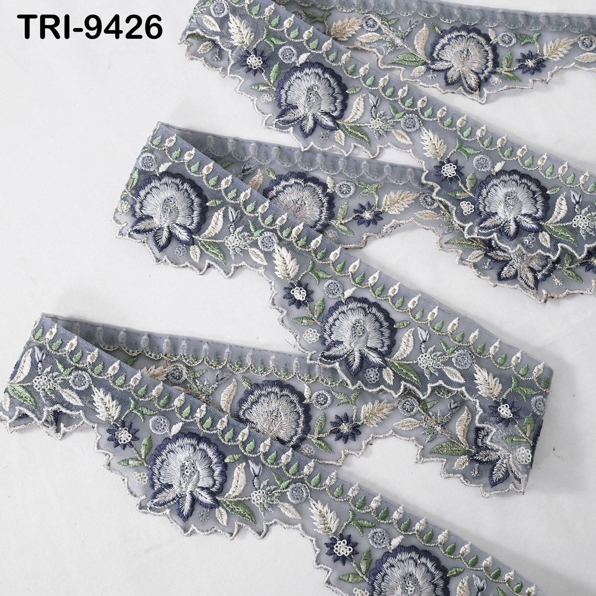 9 Yard Indian Embroidery Trim Scallop Edge Embroidered Saree 6cm Ribbo ...