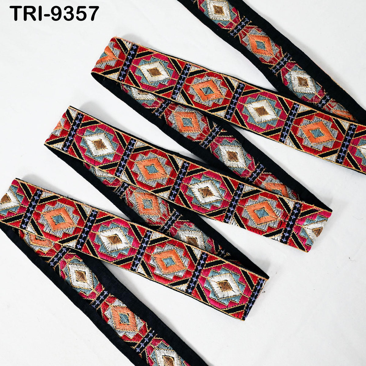 9 Yard Embroidery Trim Multi 5cm Ribbons Indian Sari Border Embroidere ...