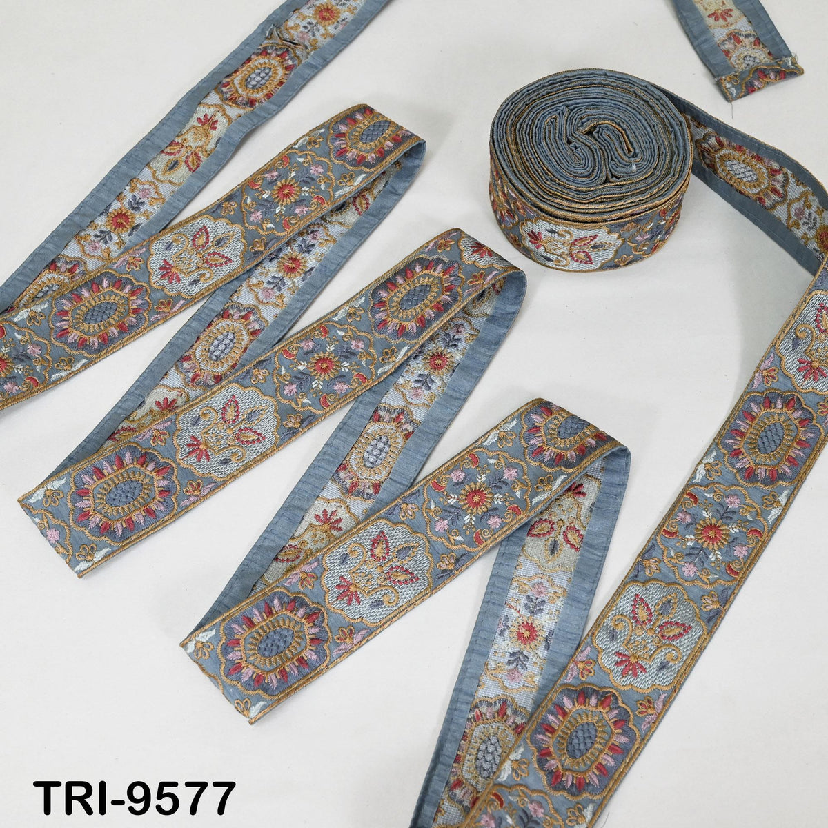 9 Yard Indian Ribbon Embellishment Embroidery Fabric 5cm Trim Embroide ...
